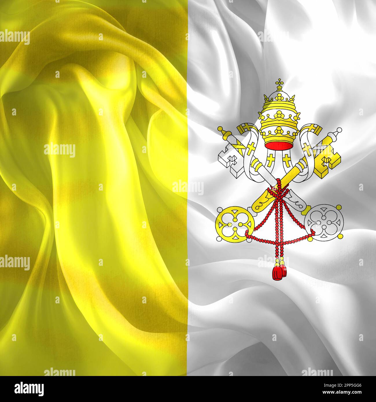 3D-Illustration of a Vatican City flag - realistic waving fabric flag ...