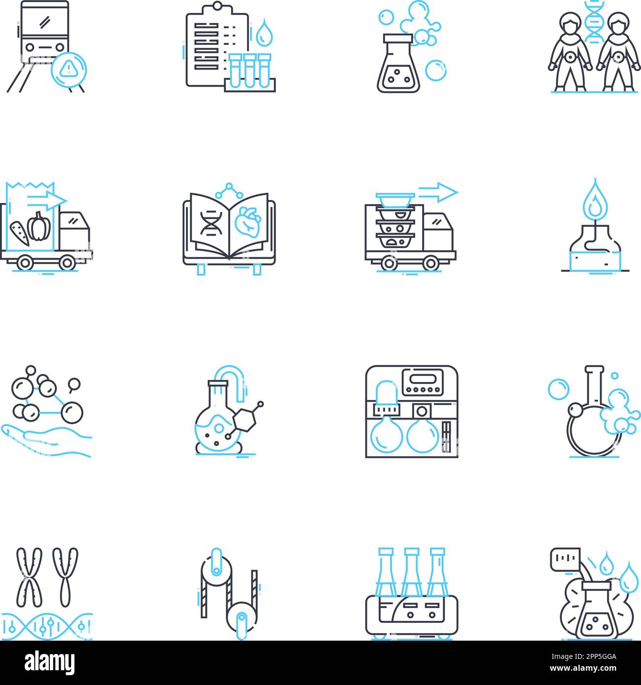 Scientific Inquiry Linear Icons Set Experimentation Observation Data