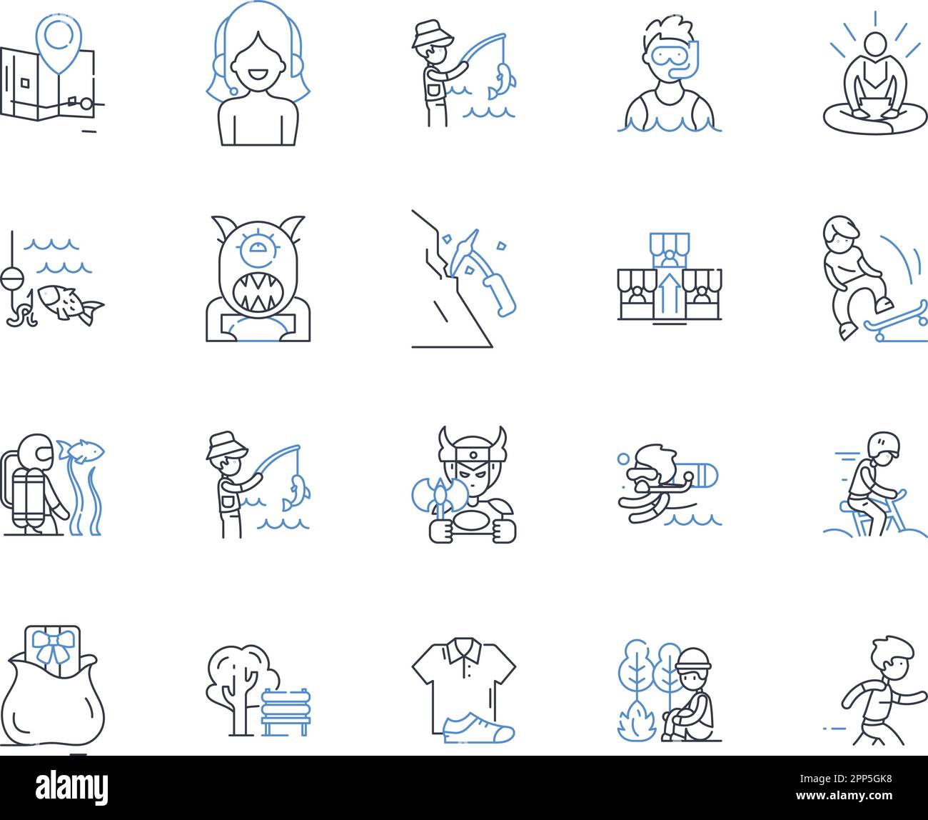 Mountain treks line icons collection. Summit, Scenic, Trek, Wilderness ...