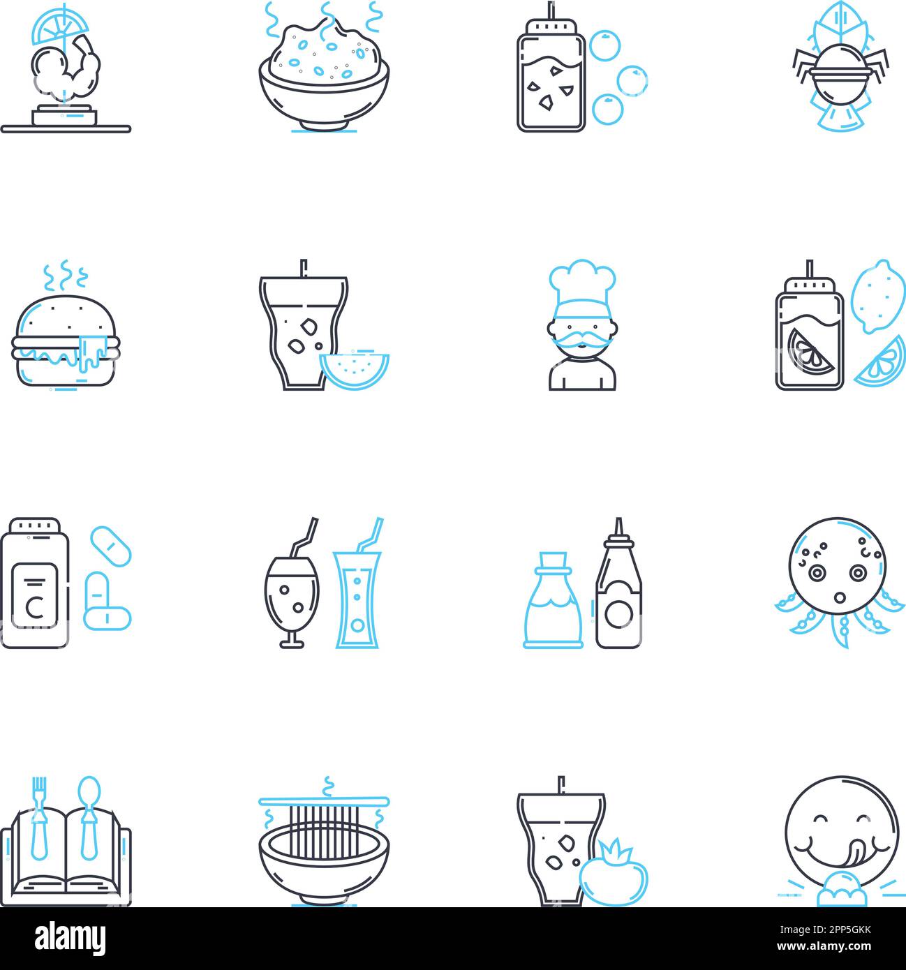 Culinary industry linear icons set. Cooking, Recipes, Ingredients, Food ...