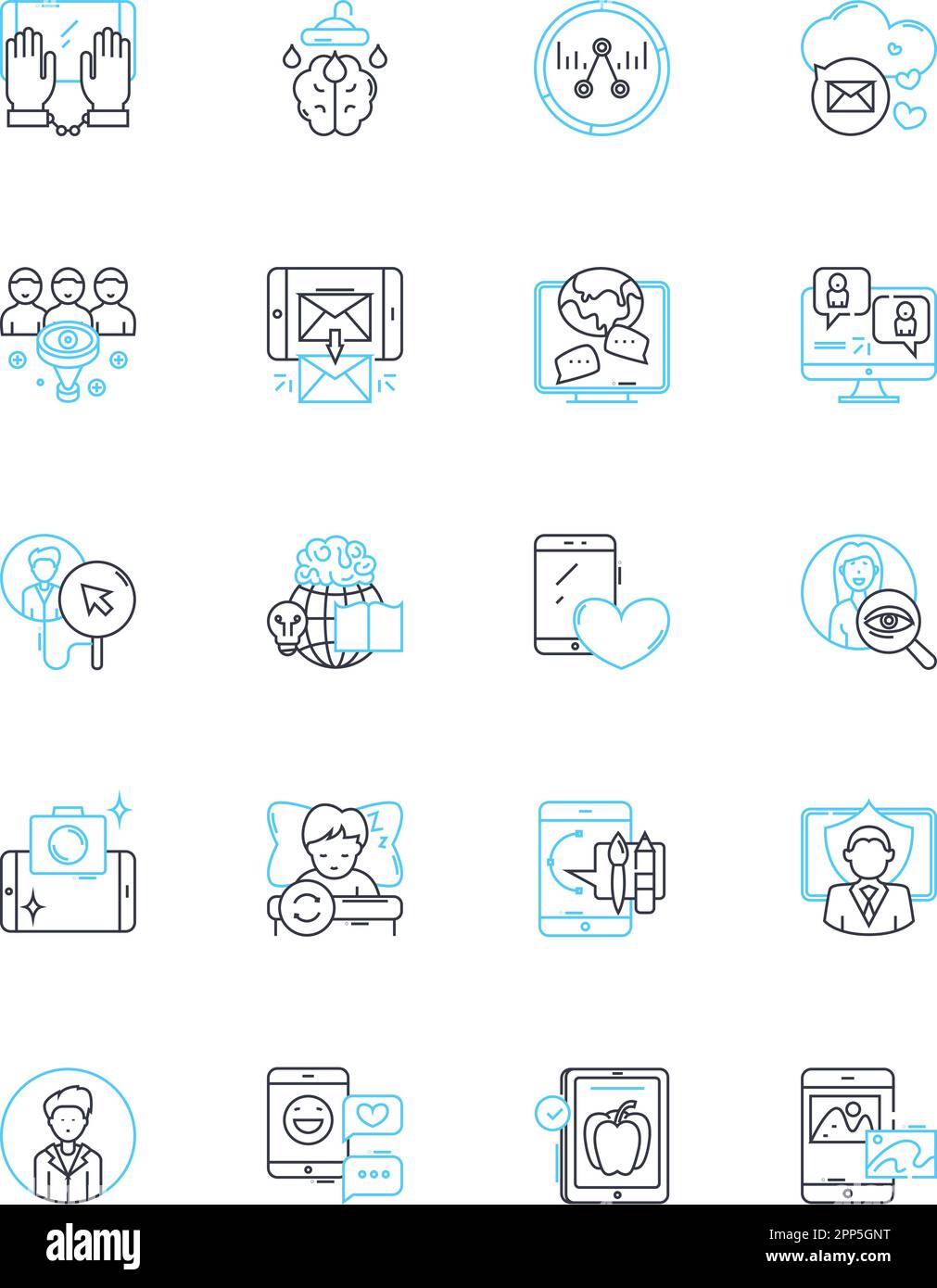 Influencer outreach linear icons set. Influence, Socialmedia, Outreach ...