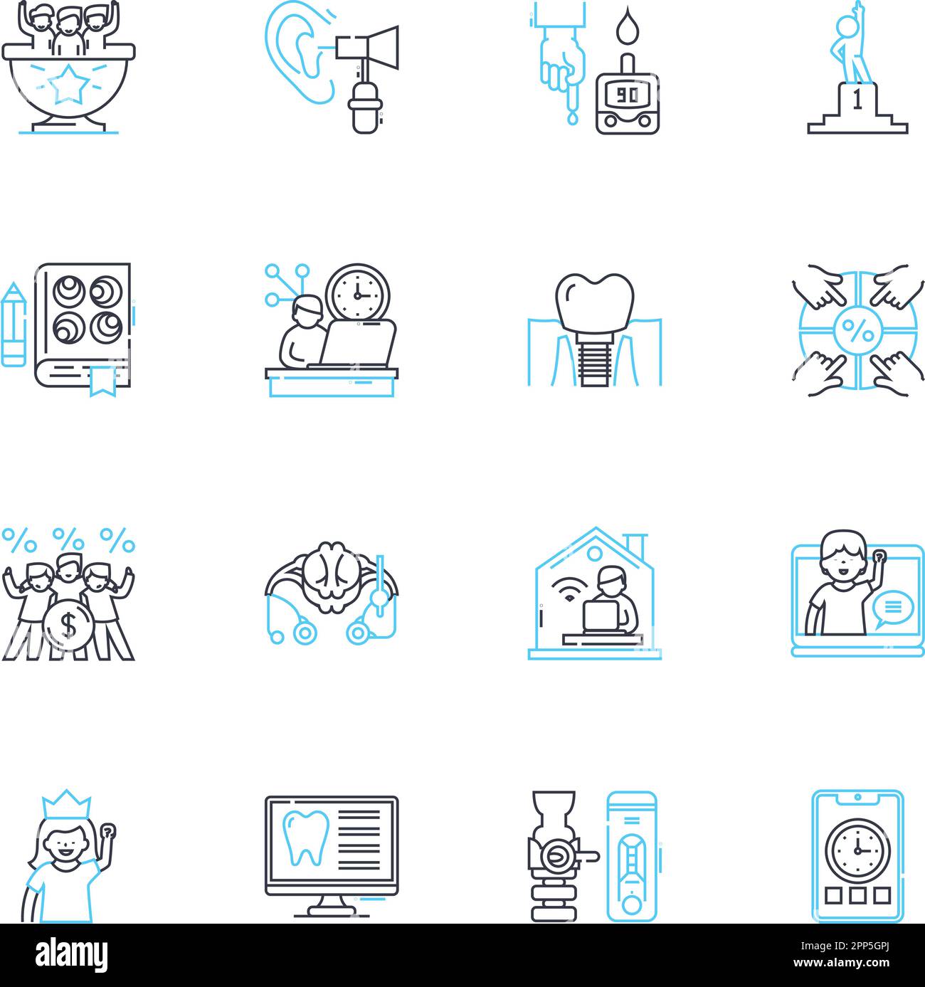 business equipment linear icons set. Copier, Printer, Scanner, Fax ...