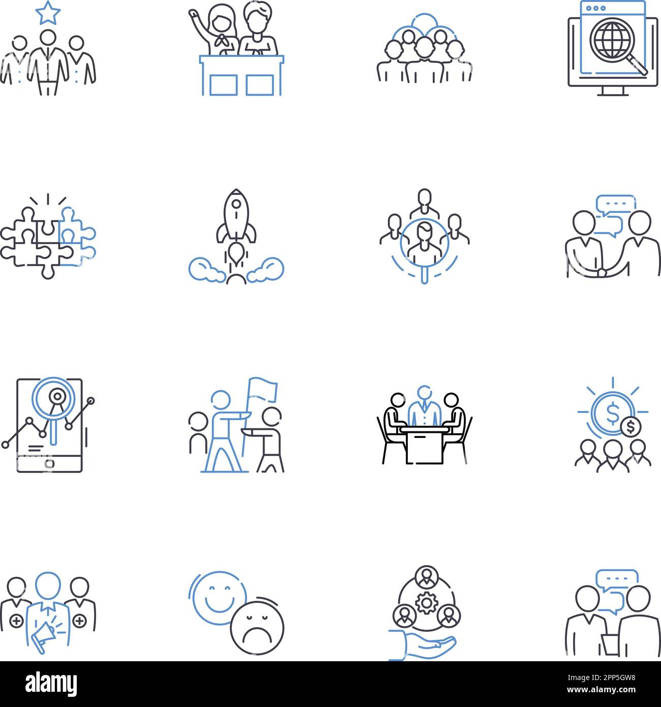 Consensus work line icons collection. Collaboration, Agreement, Unity ...