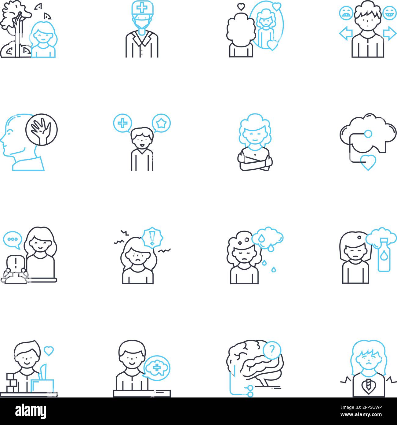 Psychological fitness linear icons set. Resilience, Adaptability, Self ...