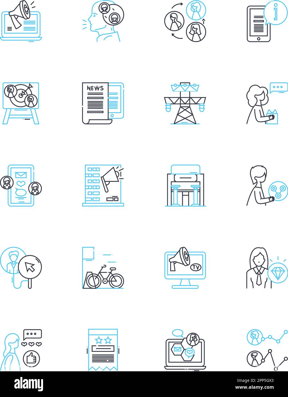 Reputation management linear icons set. Trust, Credibility, Perception ...