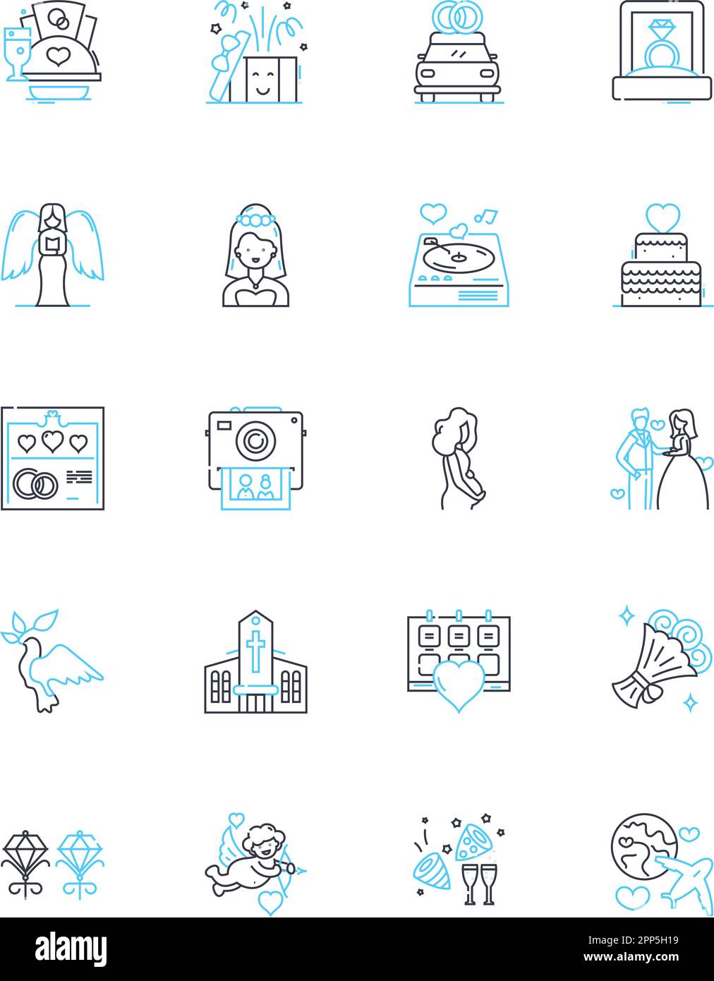 Union linear icons set. Unity, Agreement, Alliance, Bond, Cohesion ...