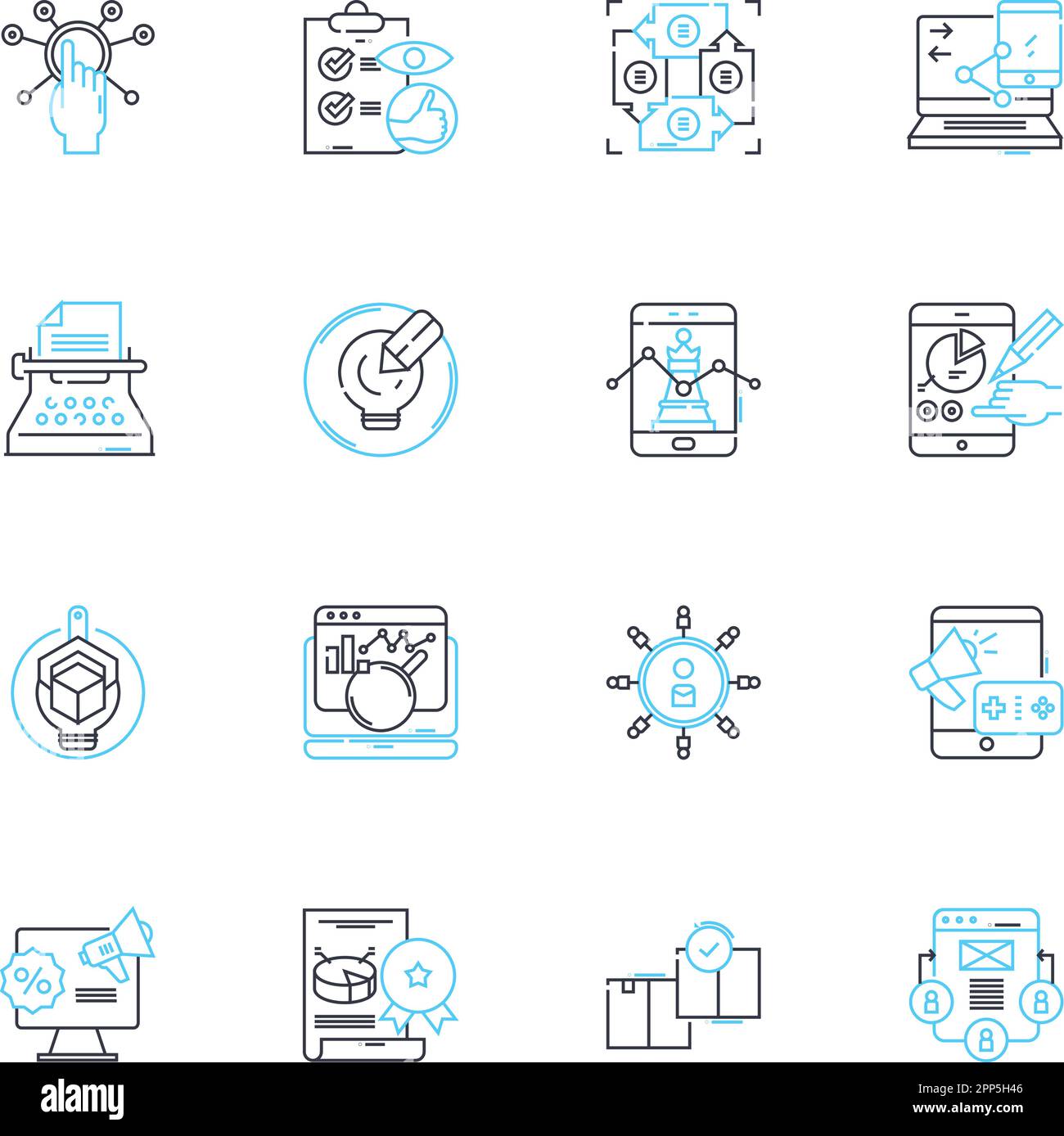 Email marketing linear icons set. Subscribers, Campaigns, Automation ...