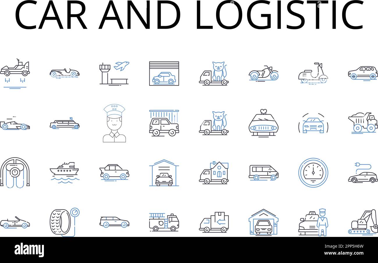 Car and logistic line icons collection. Vehicle and transportation ...