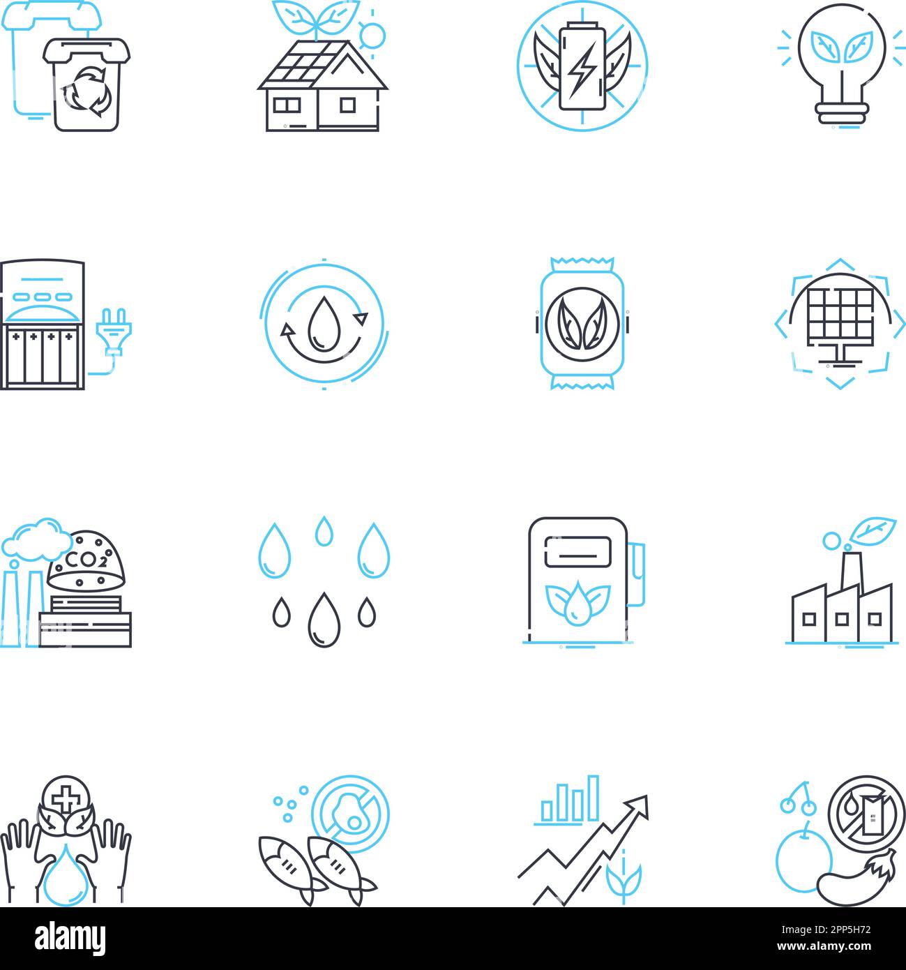 Sustainable agriculture linear icons set. Regenerative, Organic, Permaculture, Biodiversity ...
