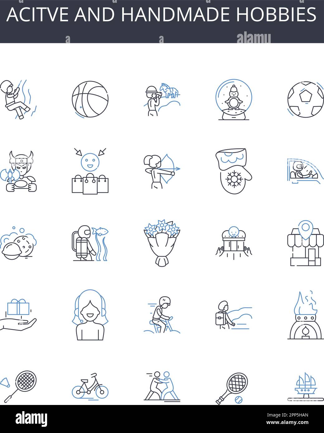 Acitve And Handmade Hobbies Line Icons Collection Engaged Occupied Involved Busy Productive