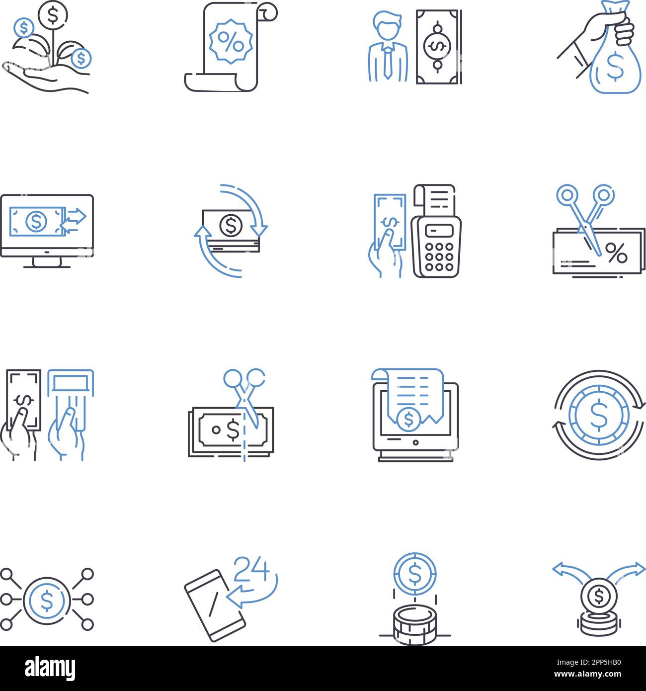 Payout line icons collection. Withdrawal, Earnings, Compensation ...