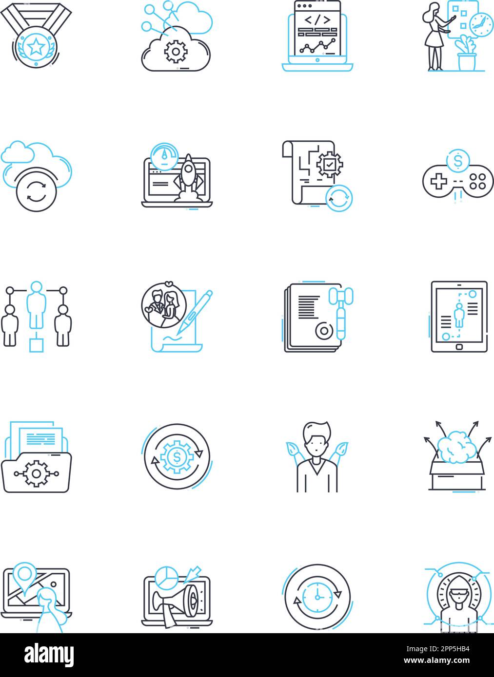 Risk analysis linear icons set. Probability, Uncertainty, Threat ...
