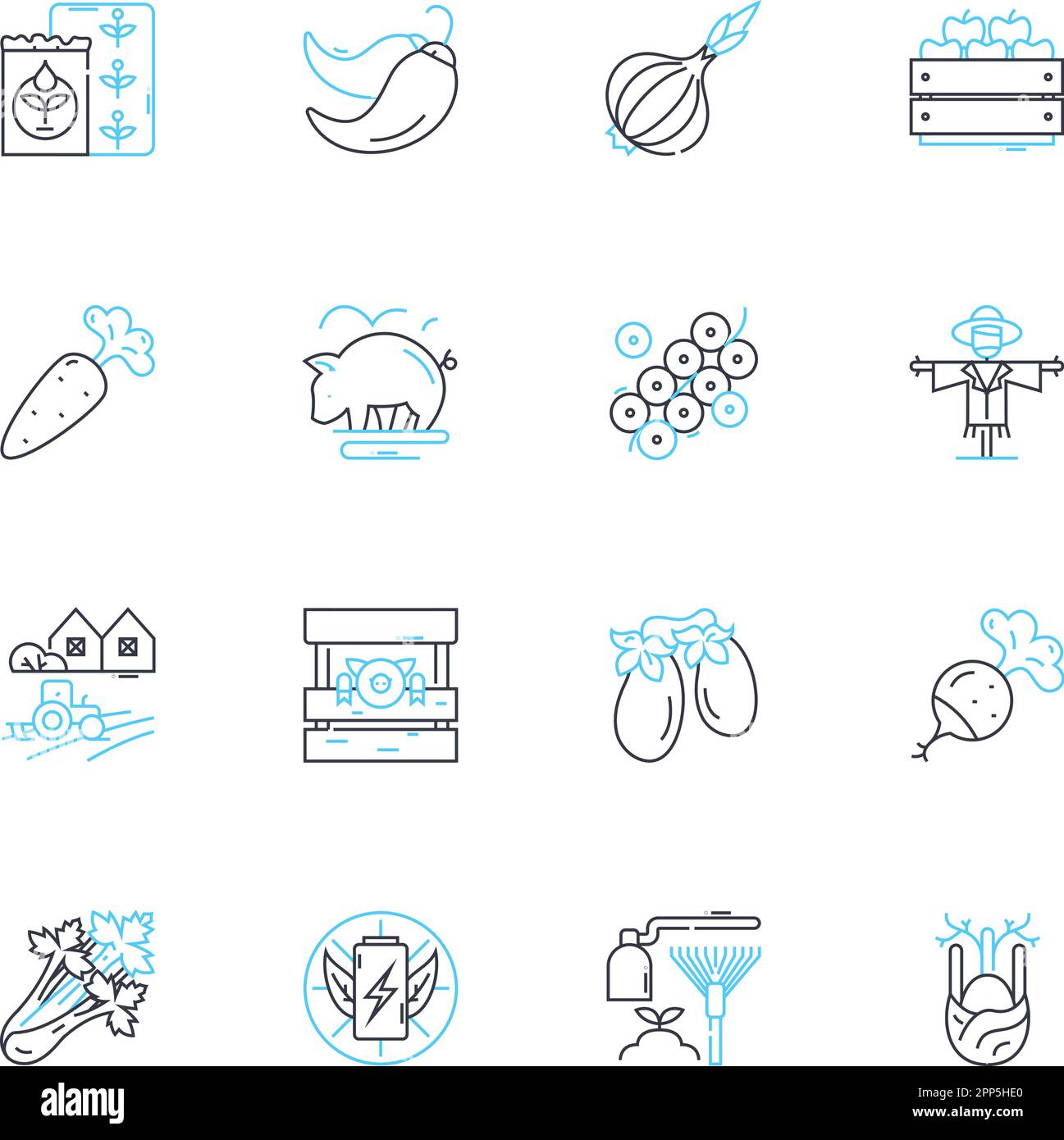 Produce market linear icons set. Fresh, Organic, Local, Fruits ...