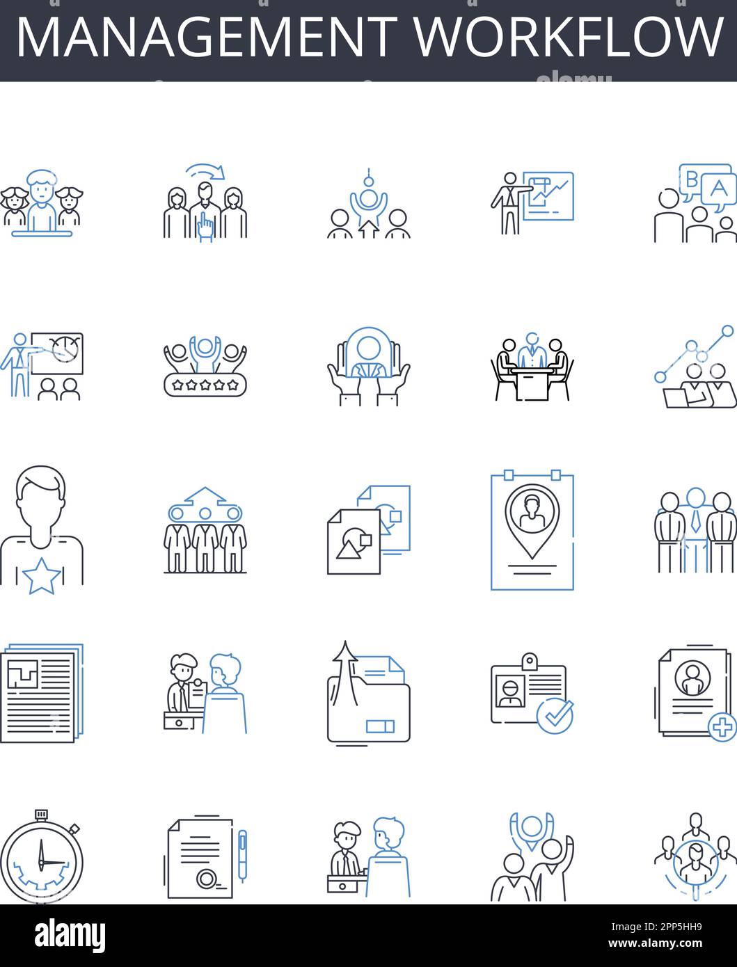 Management workflow line icons collection. Project management, Creative ... Management workflow line icons collection. Project management, Creative ...