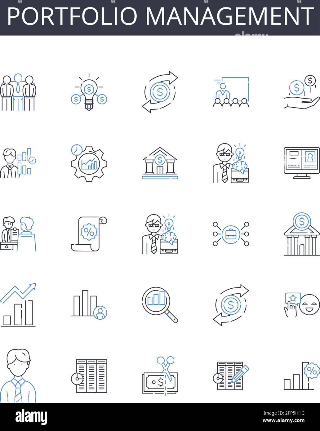 portfolio management line icons collection. Investment planning, Asset ... portfolio management line icons collection. Investment planning, Asset ...