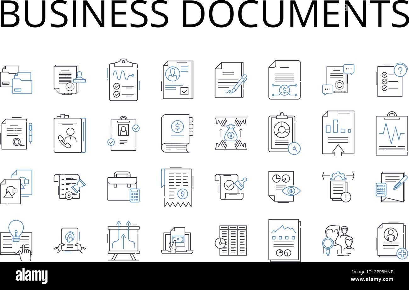 Business documents line icons collection. Contracts, Agreements ...