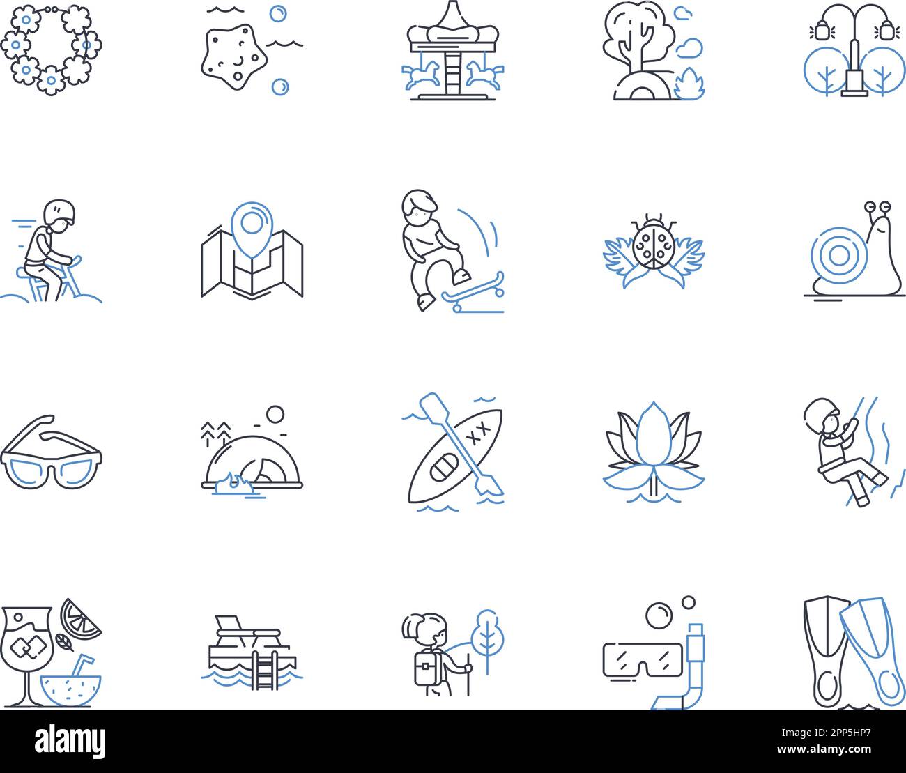 Camping adventure line icons collection. Wilderness, Outdoors ...