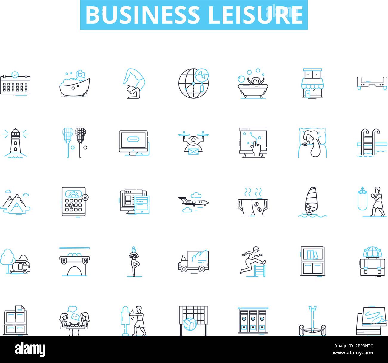 Business leisure linear icons set. Nerking, Entertainment, Team ...