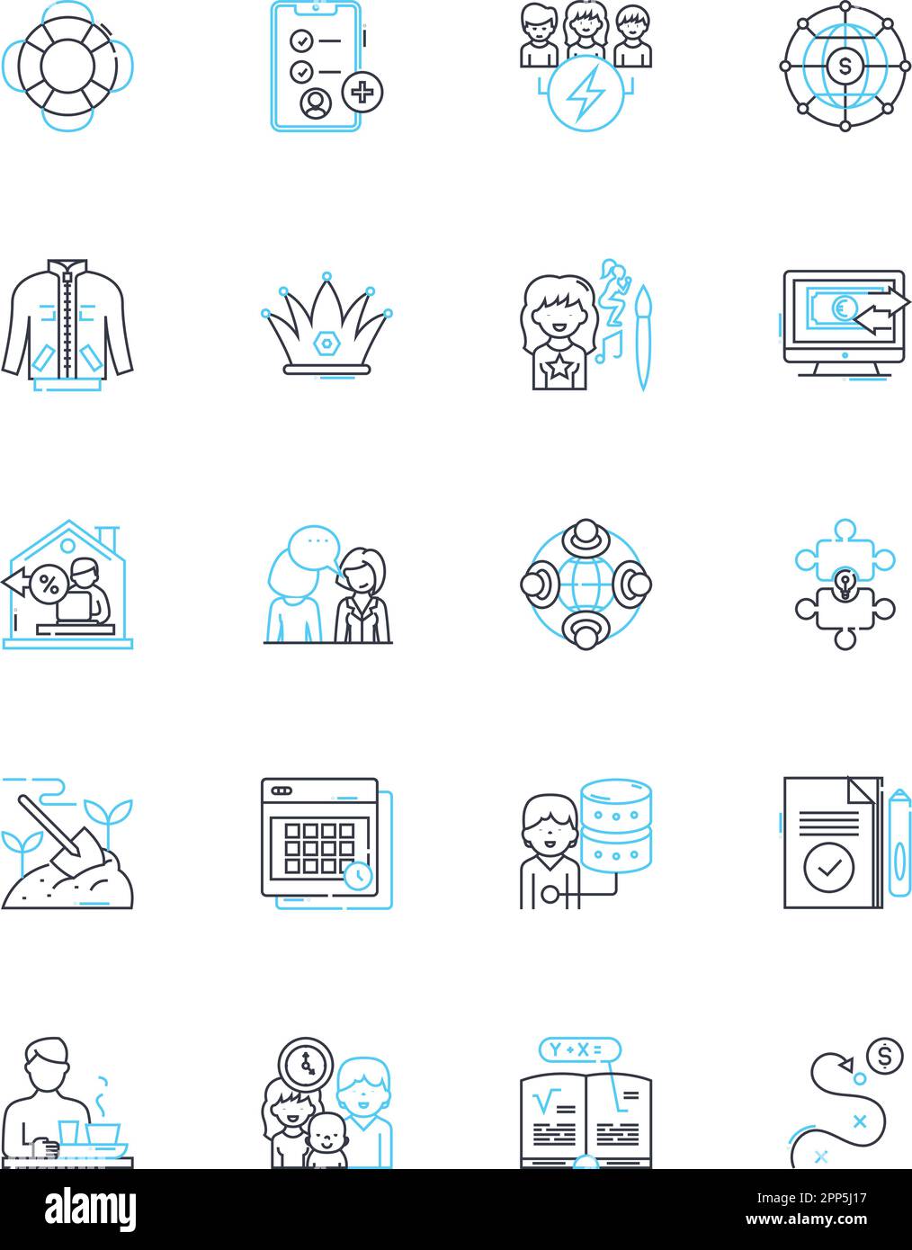 Corporate world linear icons set. Business, Finance, Industry, Company ...