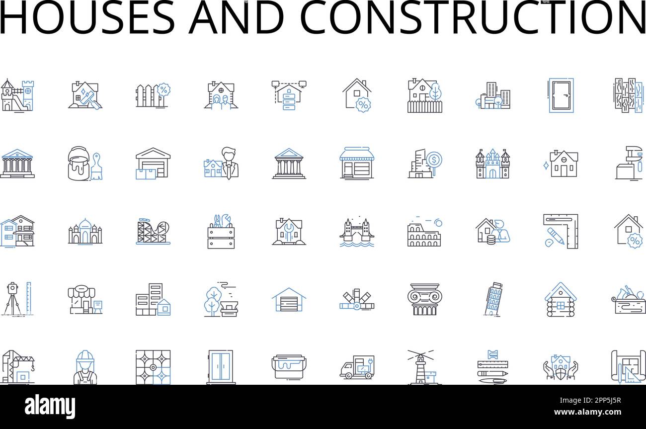 Houses and construction line icons collection. Device, Equipment ...