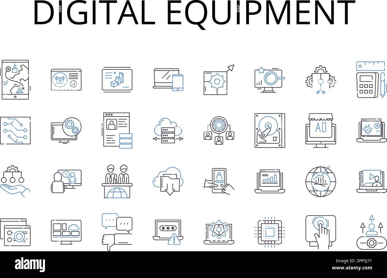 Digital equipment line icons collection. Electronic devices, Cyber ... Digital equipment line icons collection. Electronic devices, Cyber ...