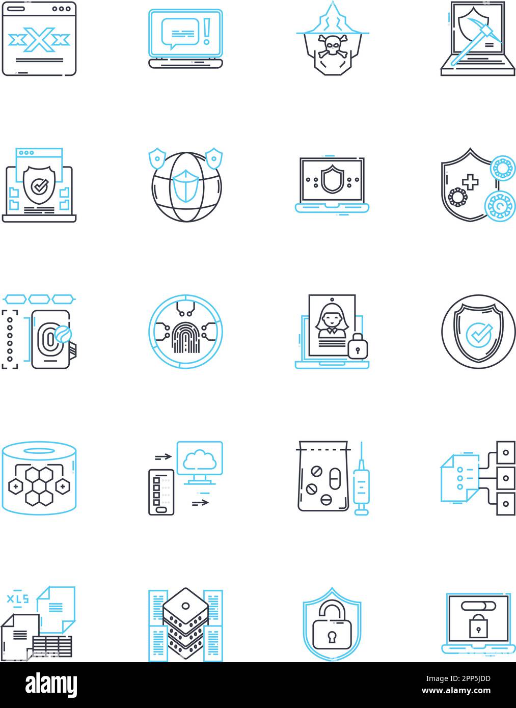 Digital defense linear icons set. Cybersecurity, Encryption, Firewall ... Digital defense linear icons set. Cybersecurity, Encryption, Firewall ...
