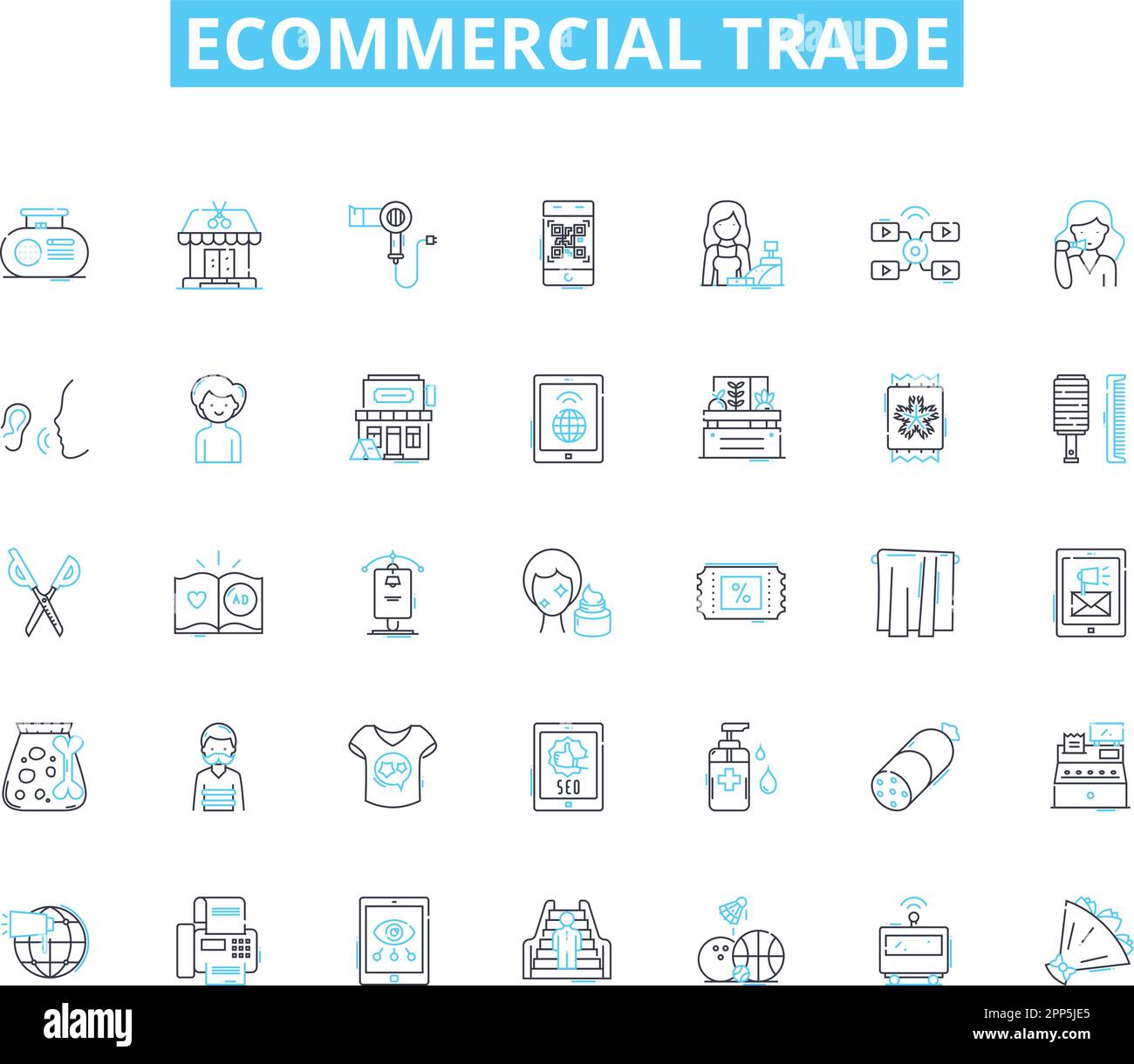 Ecommercial trade linear icons set. Ecommerce, Online, Marketing, Sales ...