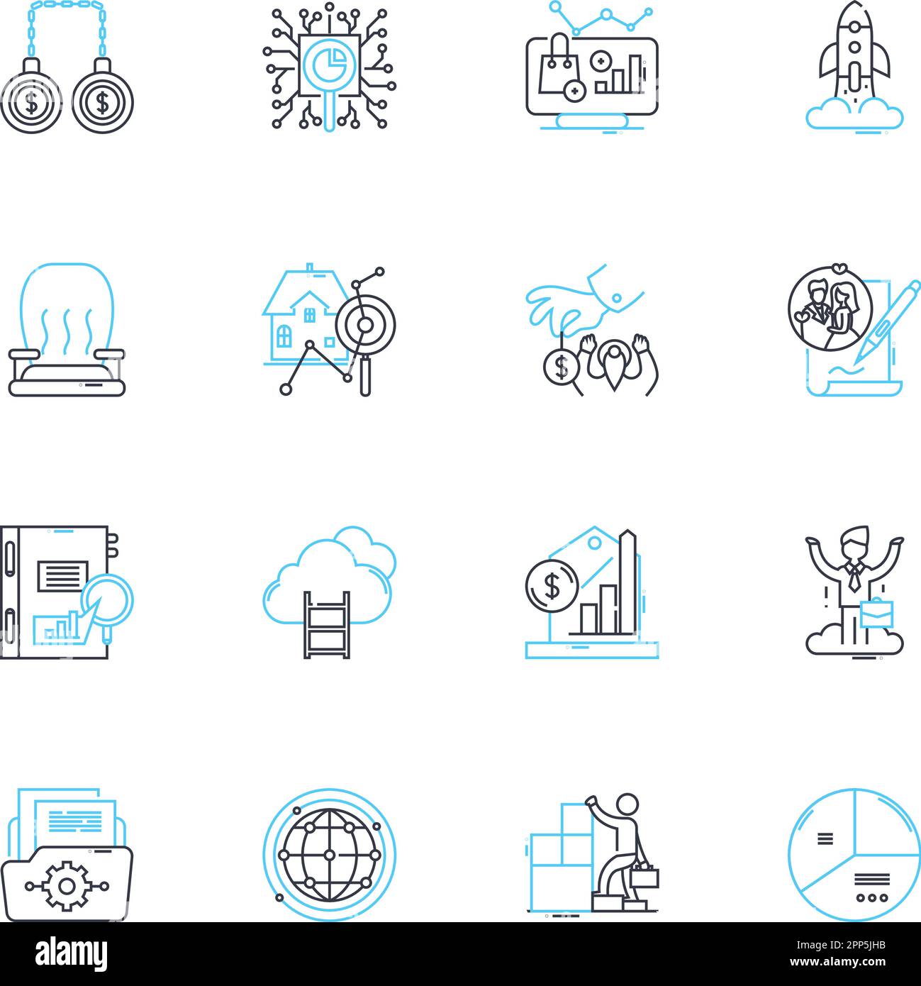 Brand building linear icons set. Identity, Consistency, Awareness, Trust, Reputation, Messaging ...