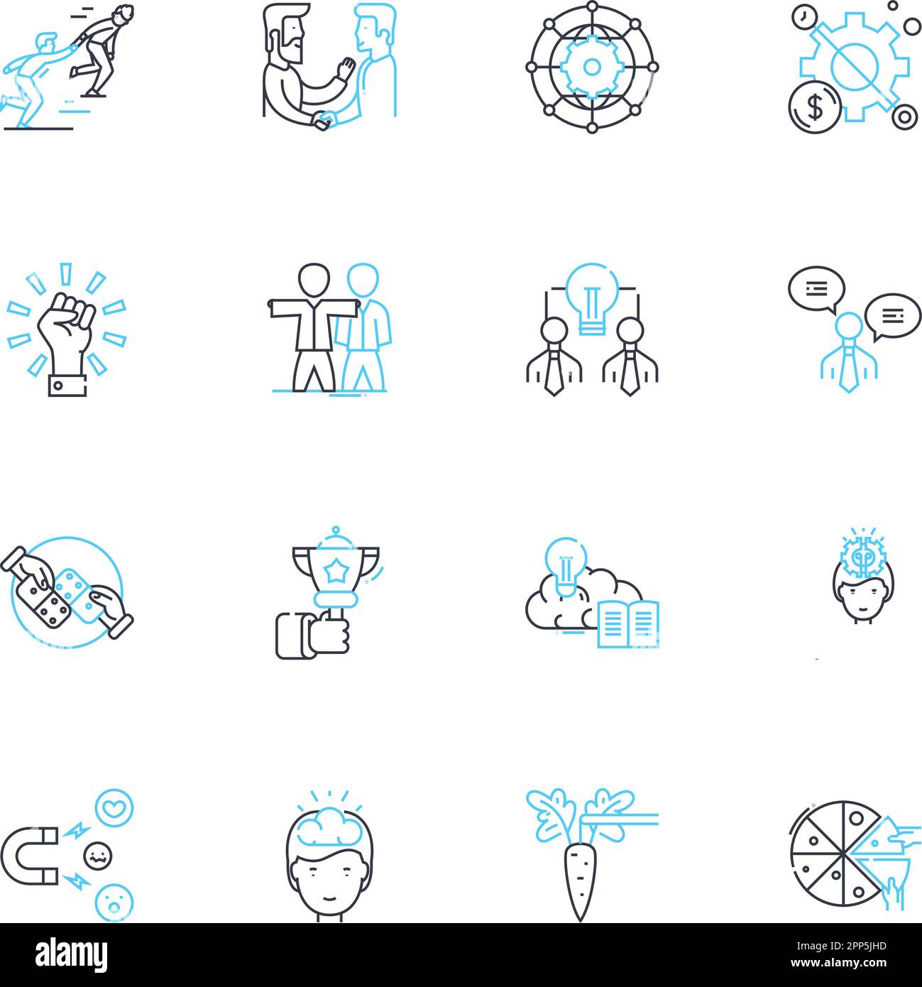 Personal success linear icons set. Ambition, Tenacity, Discipline ...