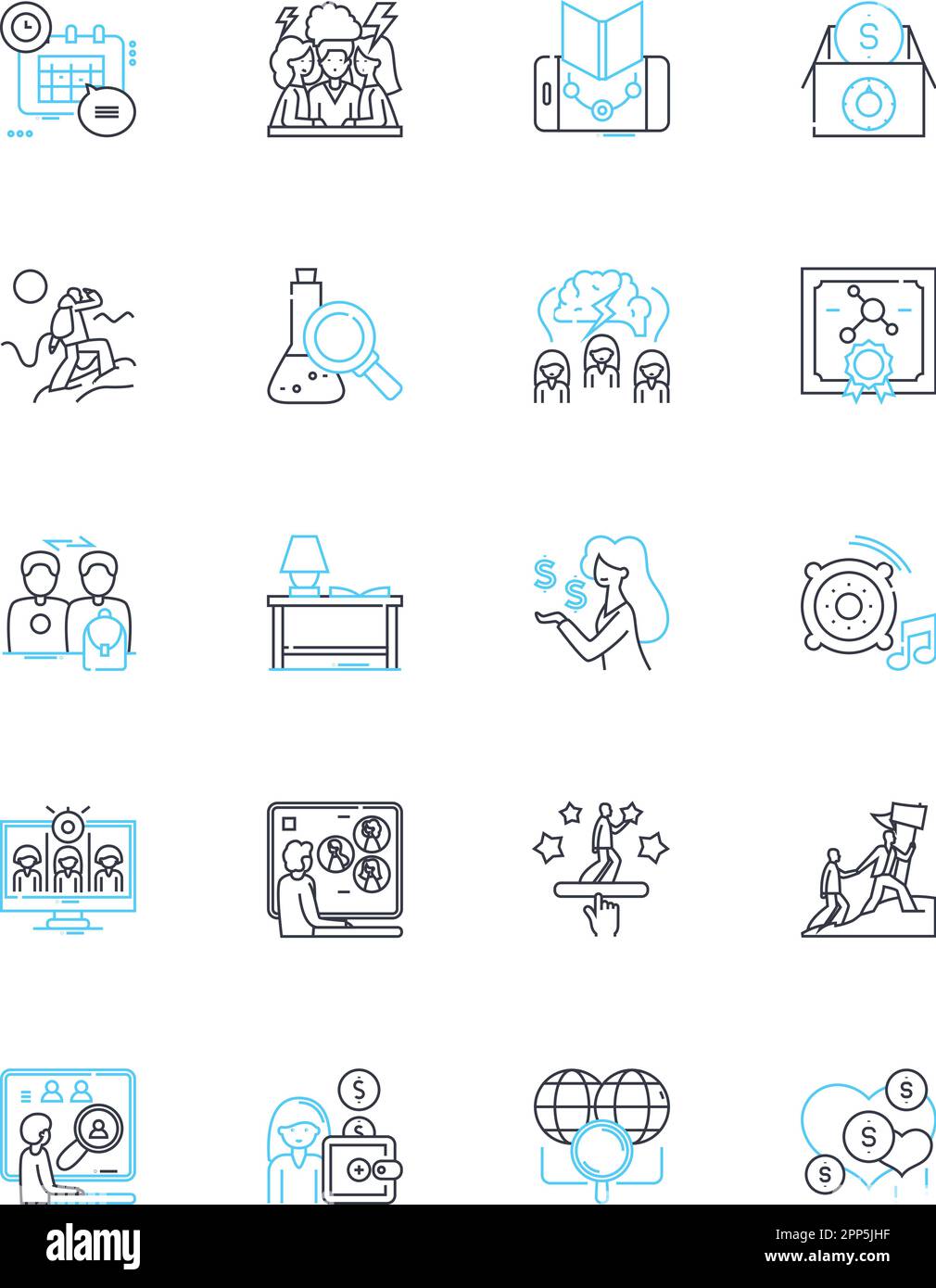 Bright academy linear icons set. Learning, Education, Success, Growth ...