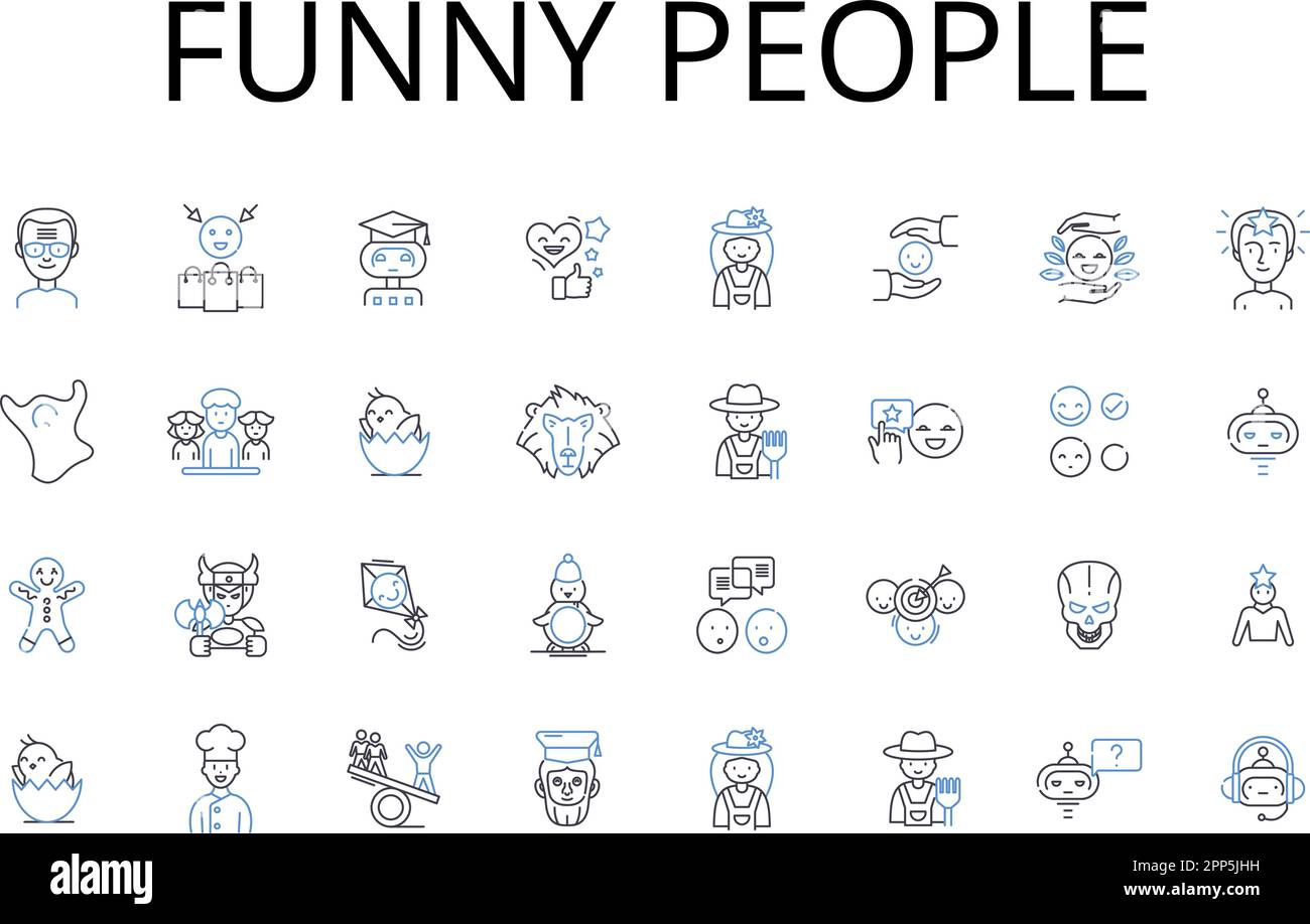 Funny people line icons collection. Comedians, Jokers, Clowns, Witty ...