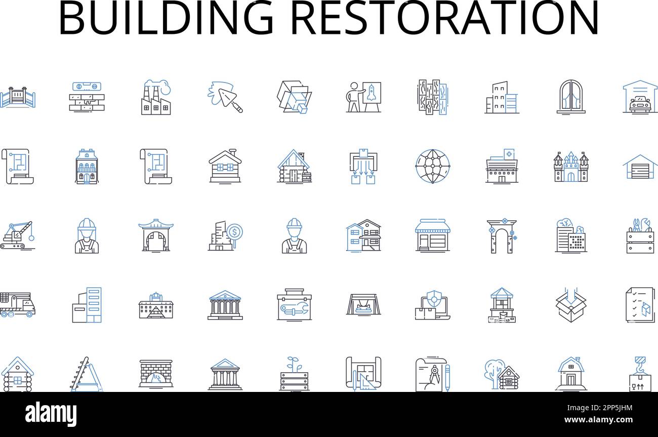 Building restoration line icons collection. Collaboration, Cooperation ...