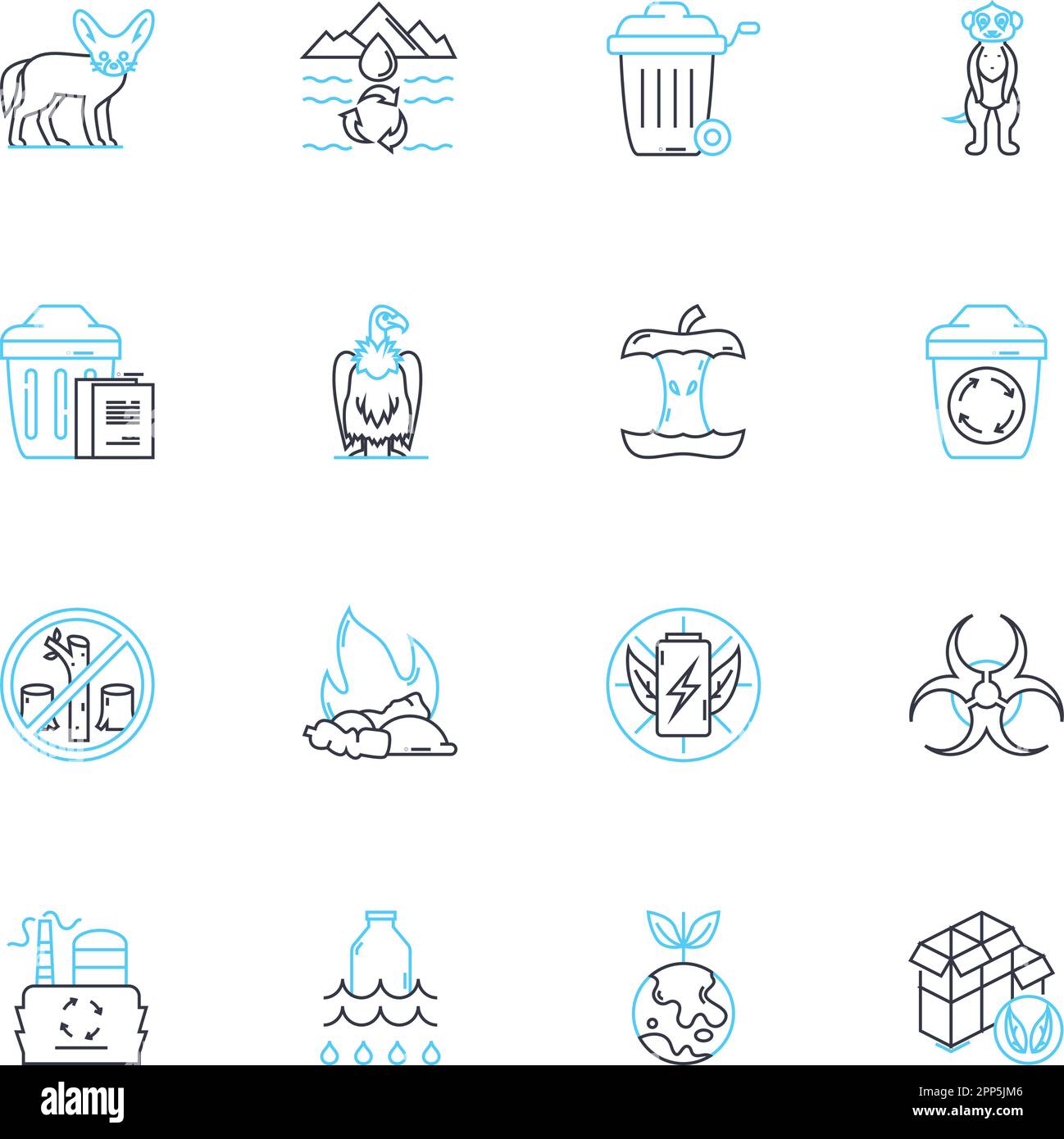 Wildlife linear icons set. Savanna, Habitat, Primate, Tundra, Predator ...
