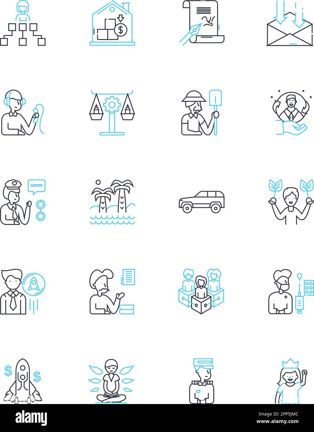 Vocation development linear icons set. Purpose, Passion, Calling ...