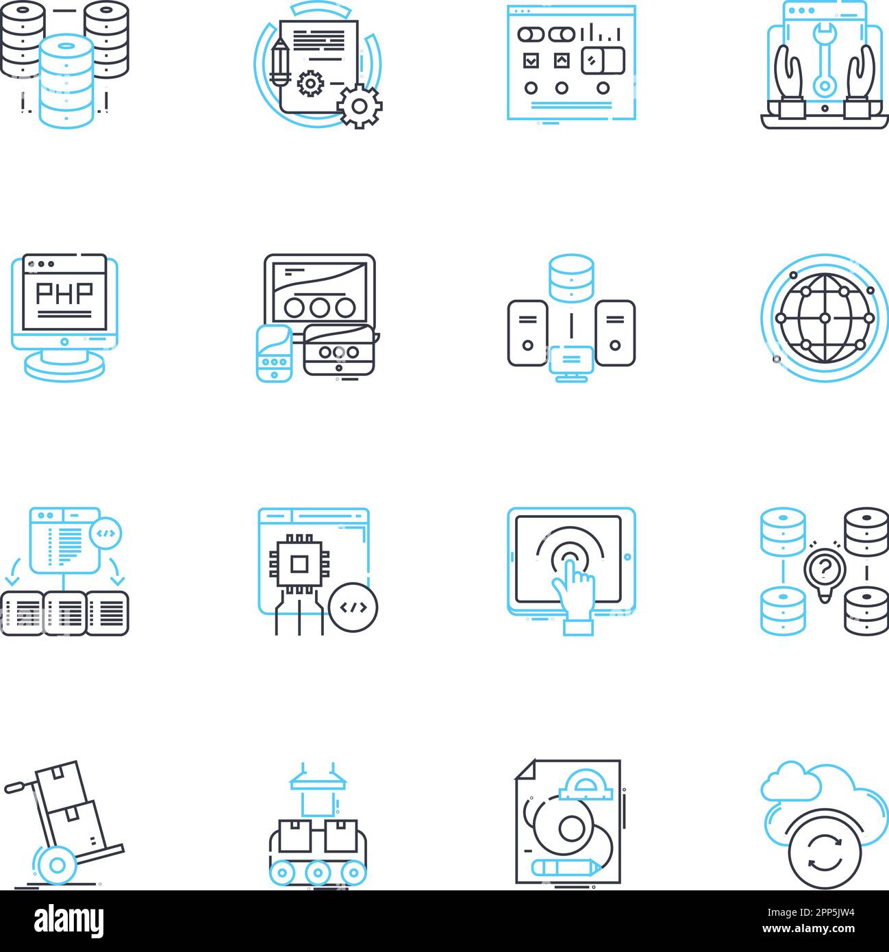 Project optimization linear icons set. Efficiency, Streamlining ...