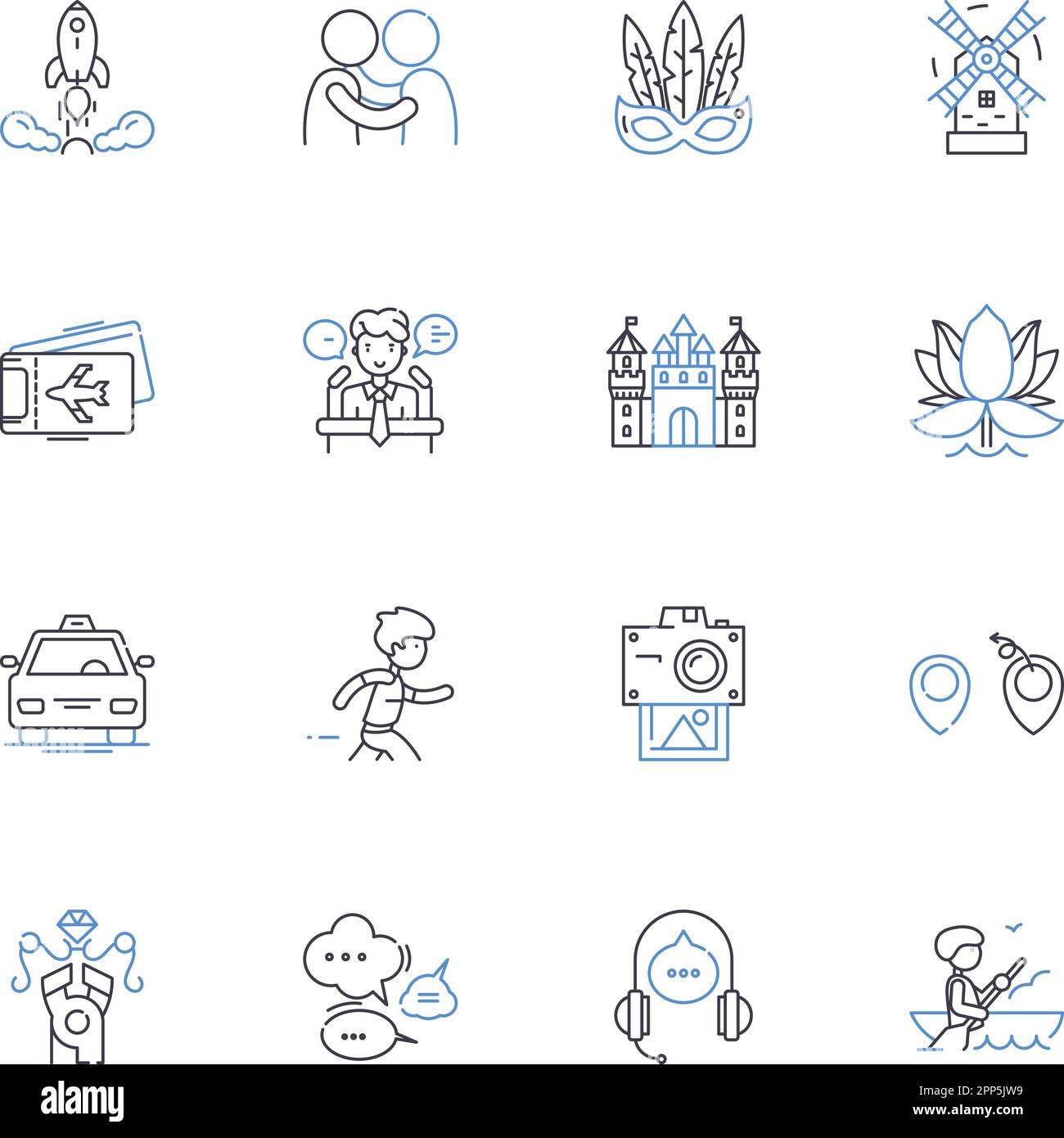 Leisure leader line icons collection. Relaxation, Entertainment, Recreation, Enjoyment, Fun ...