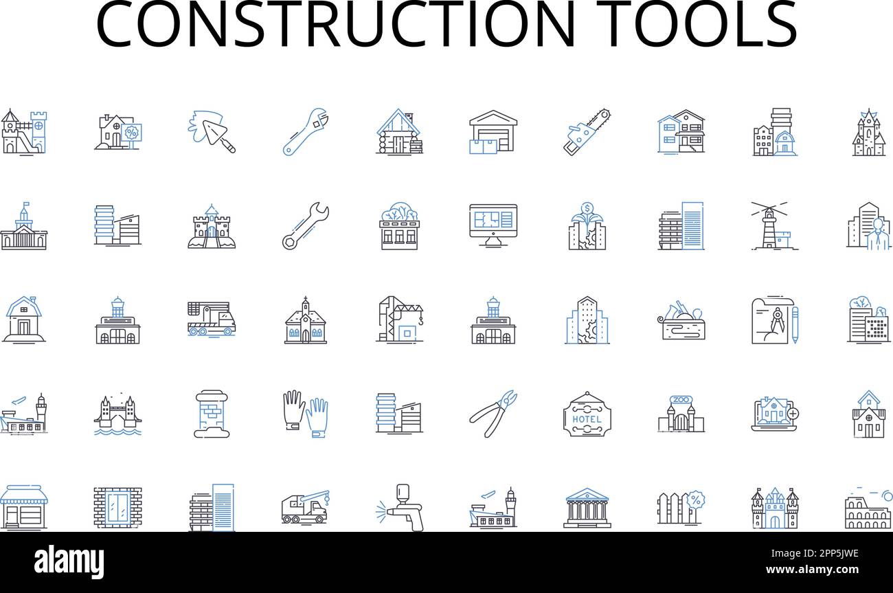 Construction tools line icons collection. Diction, Pronunciation ...