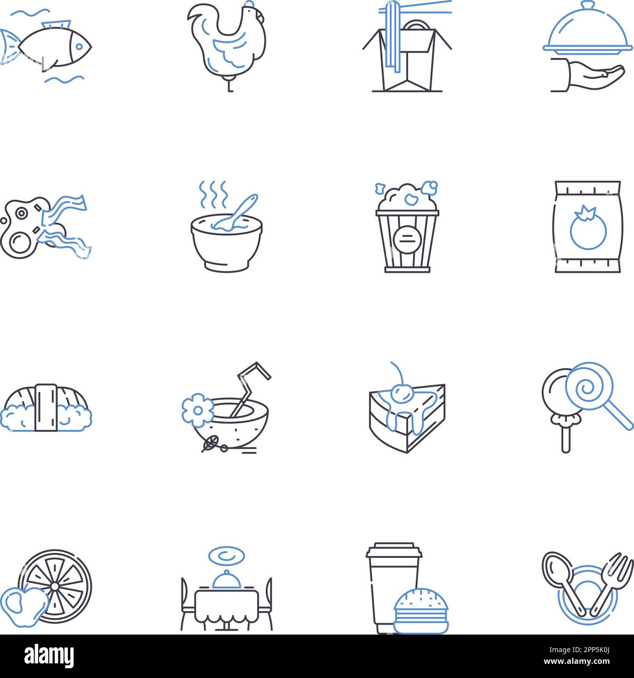 Gastronomy line icons collection. Cuisine, Flavor, Gourmet, Savory ...