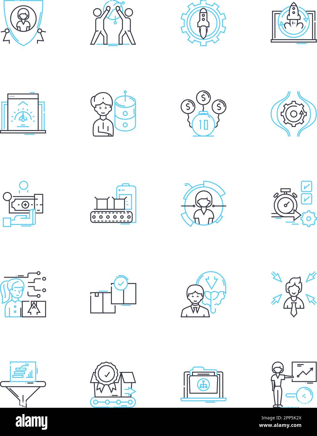 Brand development linear icons set. Identity, Strategy, Positioning ...