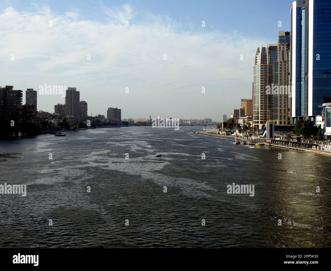 Cairo, Egypt, April 16 2023: The river Nile of Egypt with modern ...