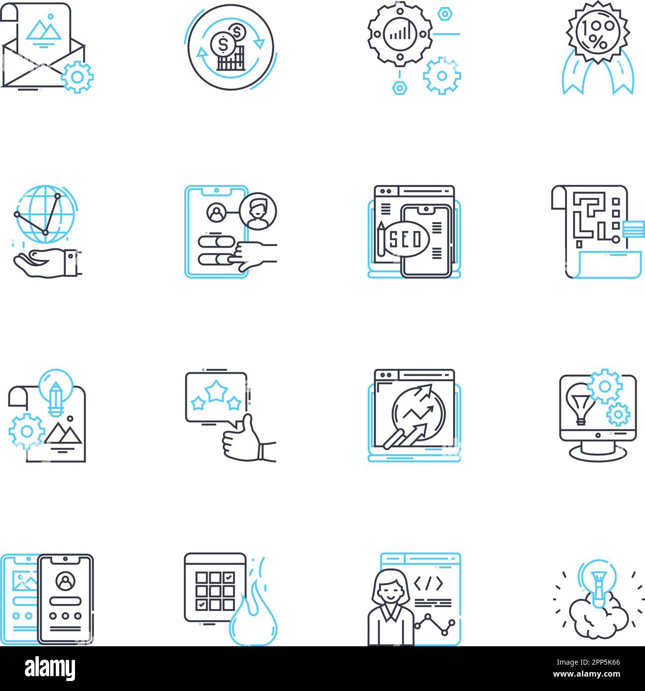 Software Engineering Linear Icons Set Development Programming Testing Debugging Designing