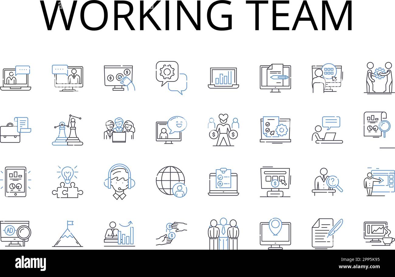 Working team line icons collection. Taskforce, Brigade, Crew, Unit ...