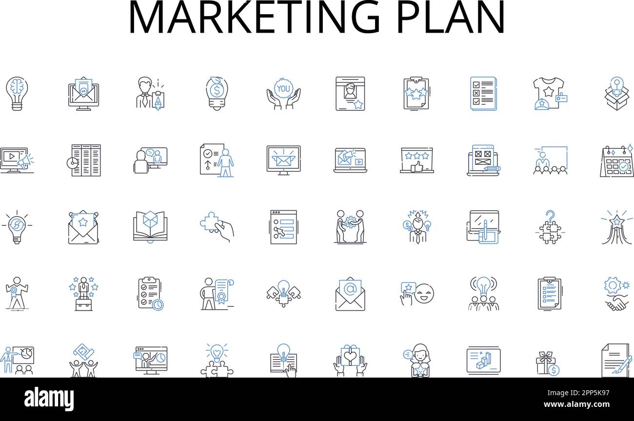 Marketing plan line icons collection. Unity, Collaboration, Alliance ...