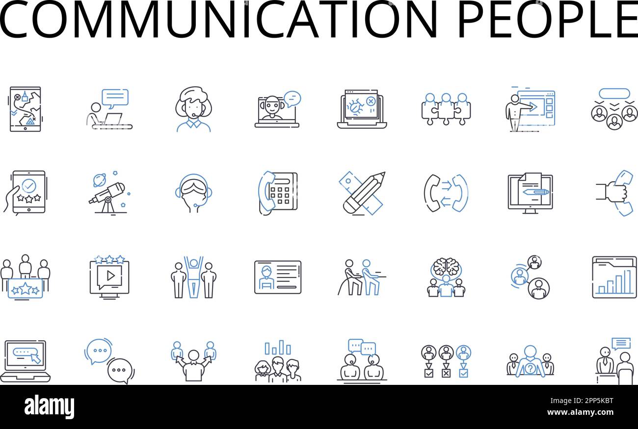 Communication People Line Icons Collection Correspondence Conversation Interaction Dialogue