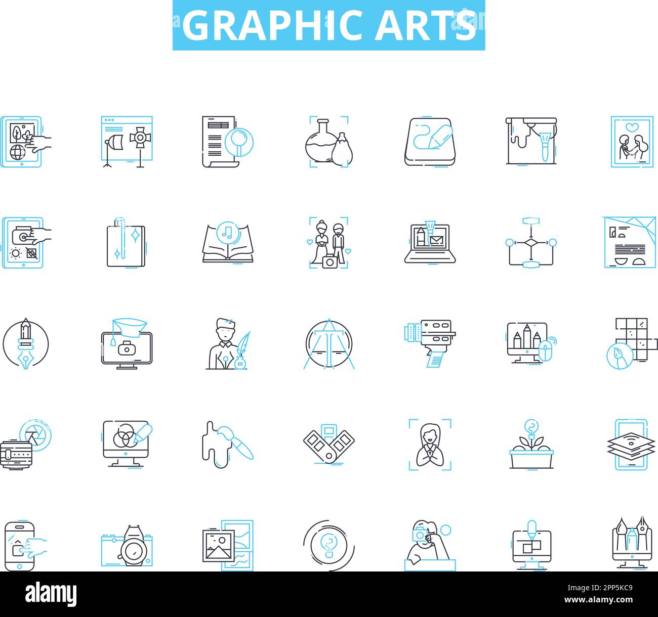 Graphic arts linear icons set. Typography, Logos, Illustration, Design ...