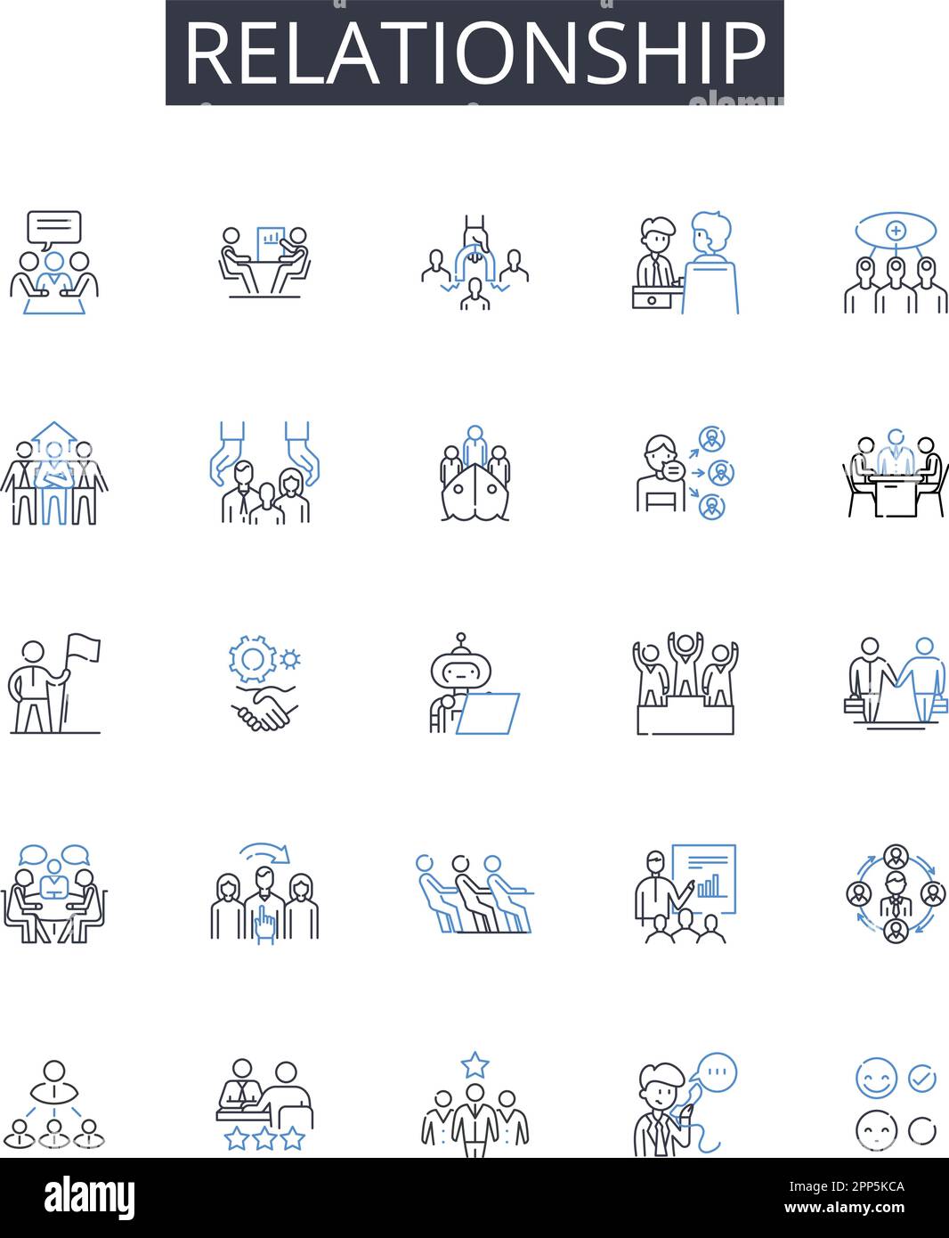Relationship line icons collection. Friendship, Kinship, Partnership ...