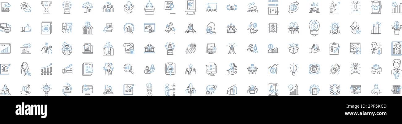 Efficiency Line Icons Collection Optimization Productivity