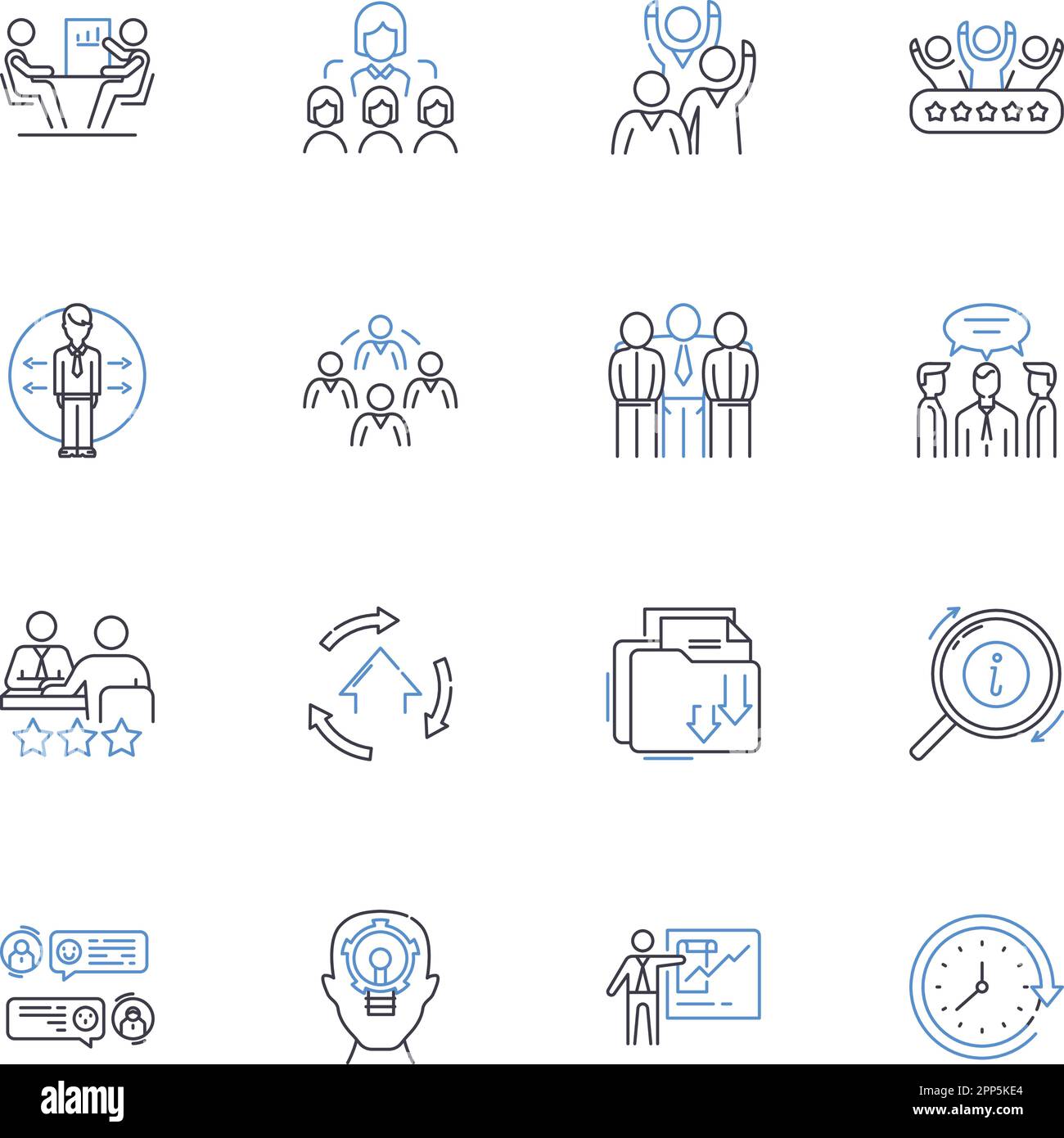 Public speaking seminar line icons collection. Confidence, Communication, Presentation, Stage ...
