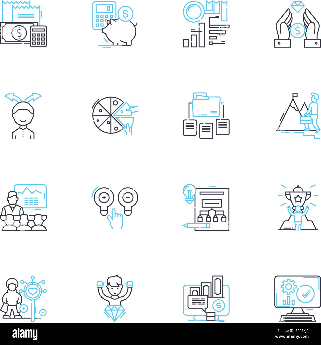 Banking business linear icons set. Deposit, Withdrawal, Interest, Loan ...