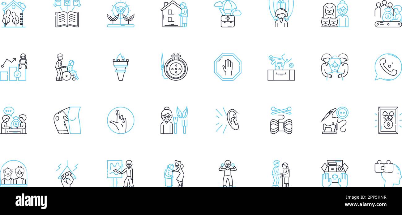 Senior living linear icons set. Retirement, Elderly, Health, Comfort ...